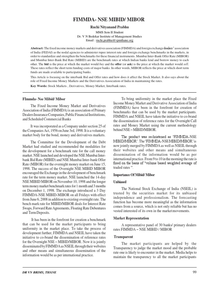 MIBID/MIBOR Rates and Market Impact | PDF | Interbank Lending Market ...