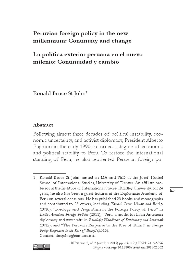Peruvian Foreign Policy: 2000s Overview | PDF | Peru | Bolivia