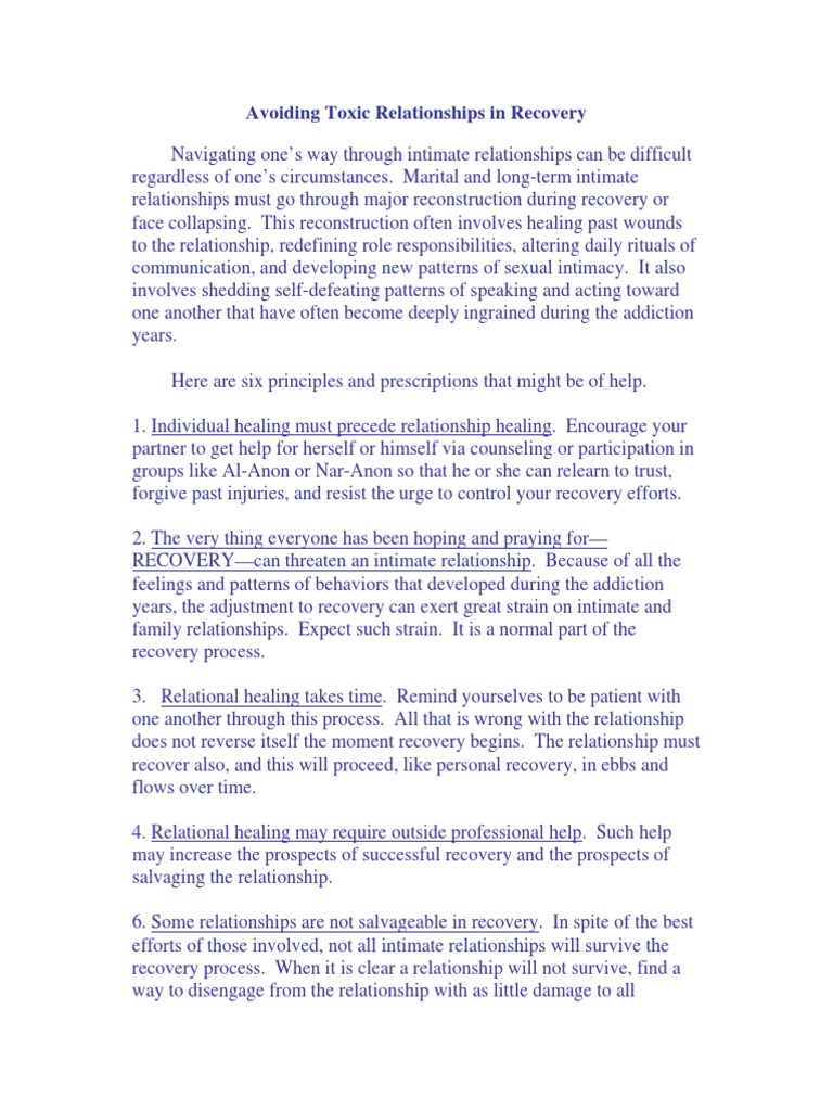 Avoiding Toxic Relationships in Recovery | PDF | Intimate Relationships ...