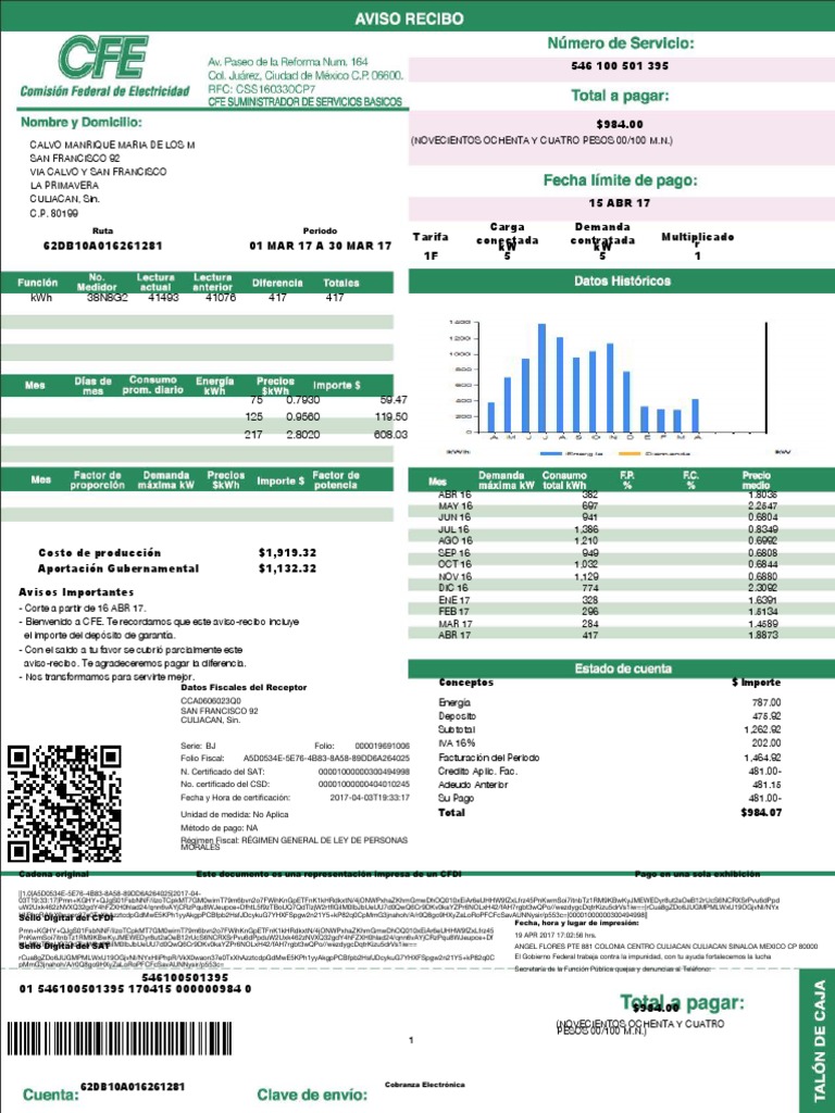 Comprobante Pago Luz Sf 92 | Energia electrica | Naturaleza