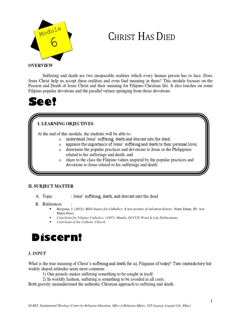 Student Handout - Module 6 - Christ Has Died | PDF | God The Father ...
