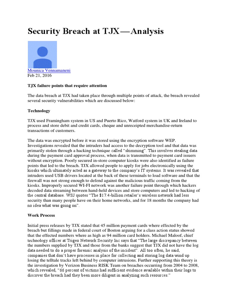 TJX Security Breach Analysis and Recommendations | PDF | Payment Card ...