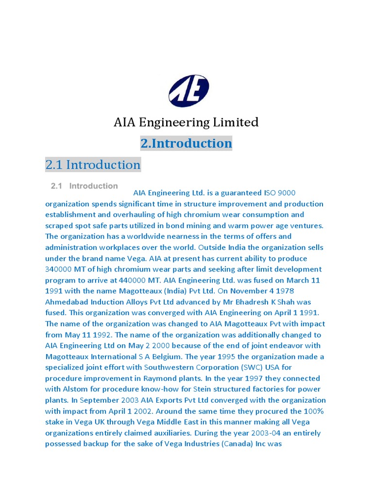 AIA Engineering Limited Group | PDF | Mill (Grinding) | Metallurgy