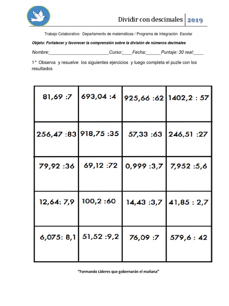 División de Números Decimales 2019 | PDF | Negocios | Arte
