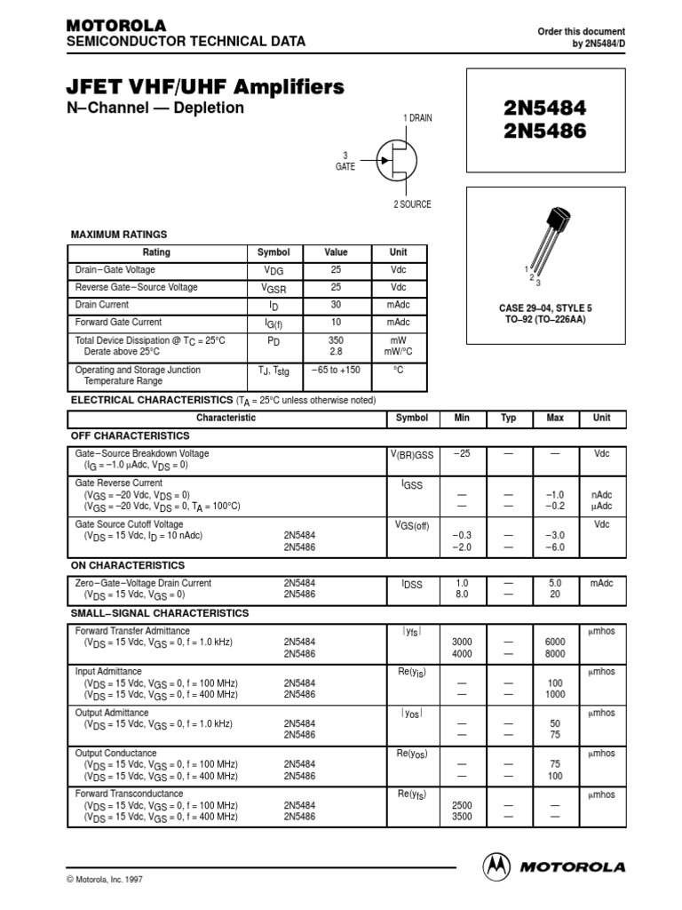 2N5484 | PDF | Field Effect Transistor | Transistor