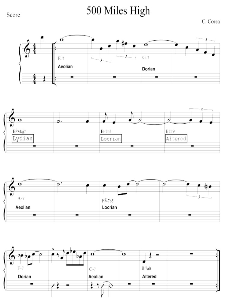 500 Miles High Leadsheet | PDF
