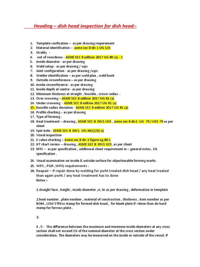 Head Inspection | PDF | Welding | Construction