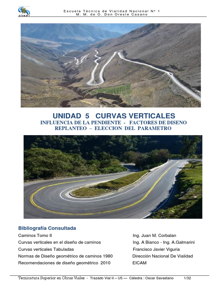 Curvas Verticales | PDF | Curva | La carretera