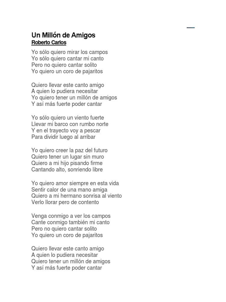 CANCIÓN Un Millon de Amigos | PDF