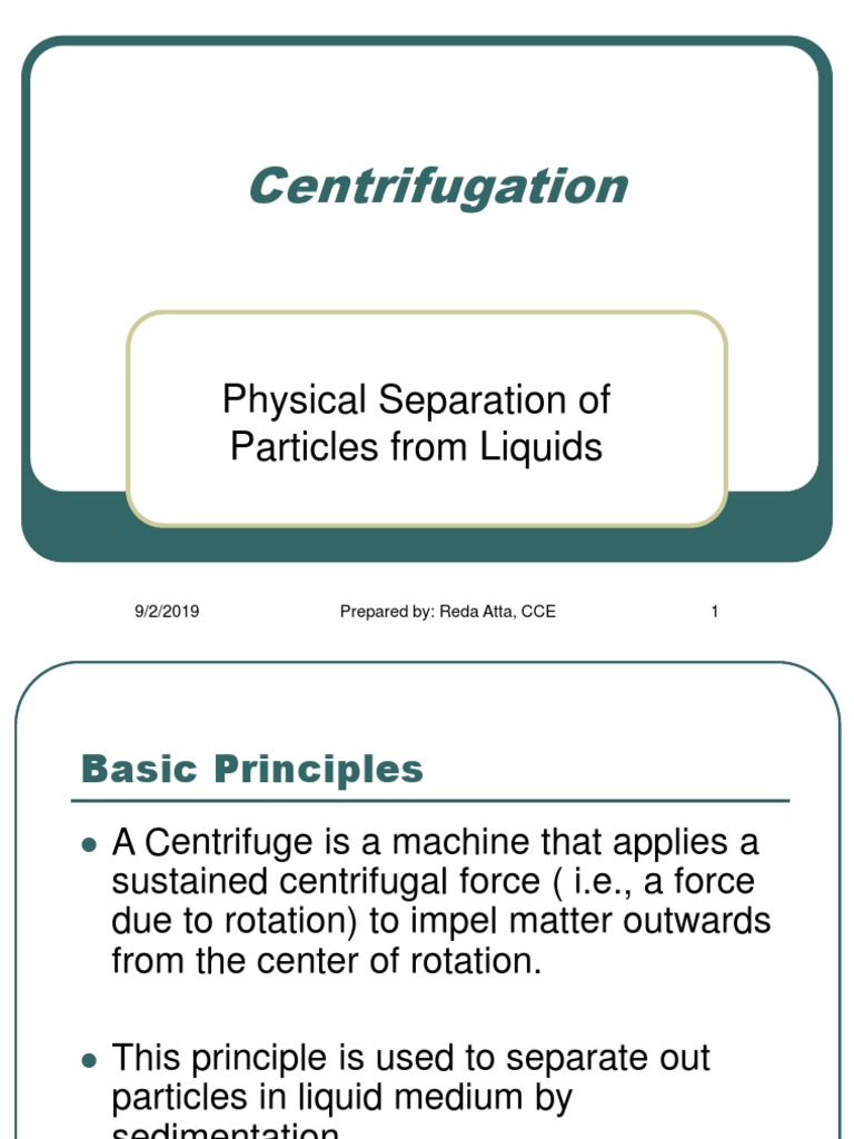 Centrifugation: Physical Separation of Particles From Liquids | PDF ...