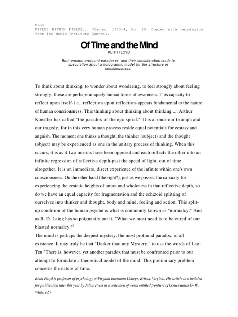 Of Time and The Mind | PDF | Holography | Consciousness