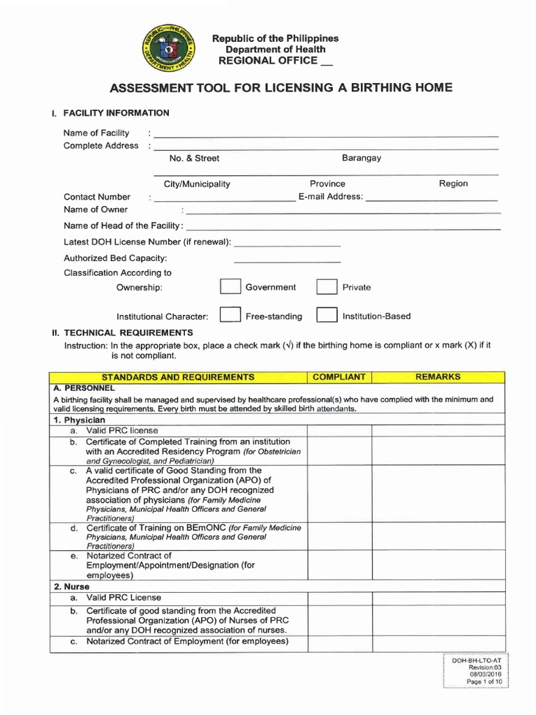 Doh Birthing Facility Reqs | PDF