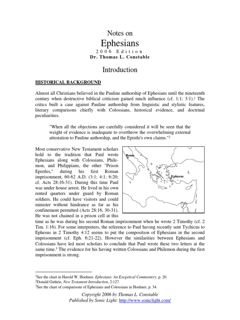 Ephesians: Notes On | PDF | Epistle To The Ephesians | Paul The Apostle