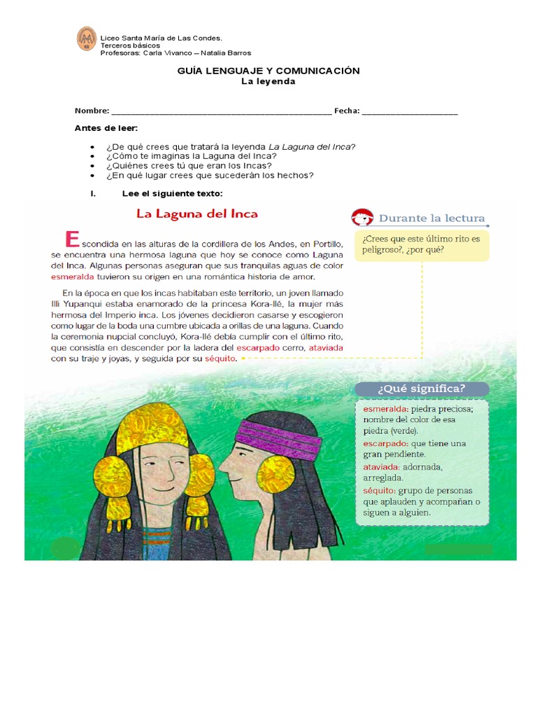 Guía Lenguaje Leyenda 1 | PDF