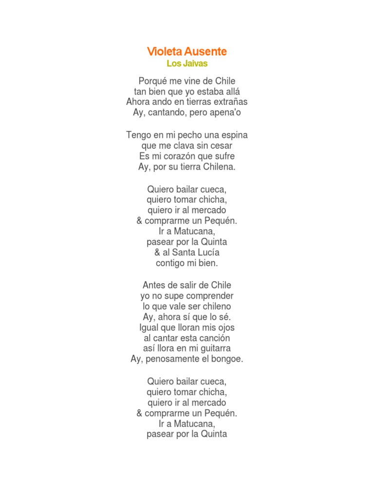 CANCIÓN Violeta Ausente | PDF