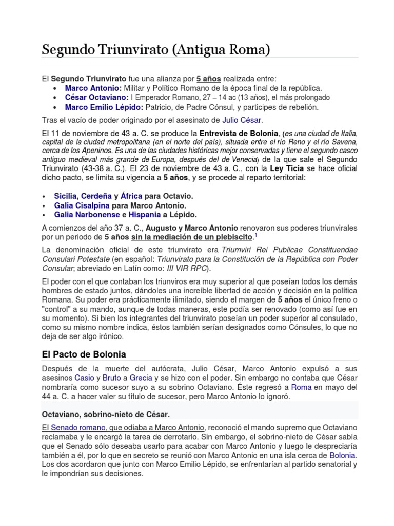 Segundo Triunvirato (Antigua Roma): Marco Antonio César Octaviano Marco ...