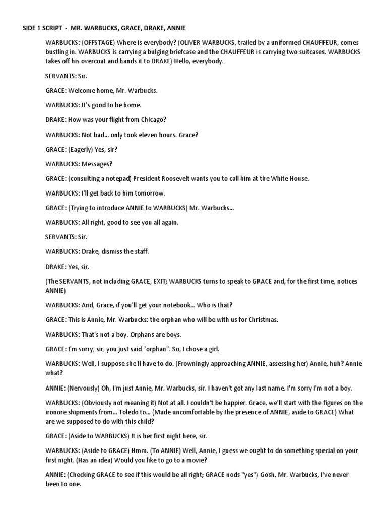 Annie Audition Sides - Adults and Annie (Callbacks) | PDF | Annie (Musical)