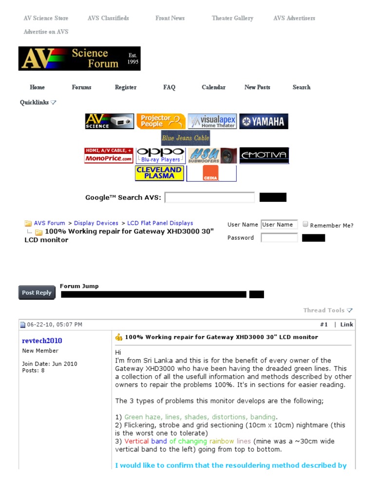 Gateway Xhd3000 Repair Guide | PDF | Soldering | Internet Forum