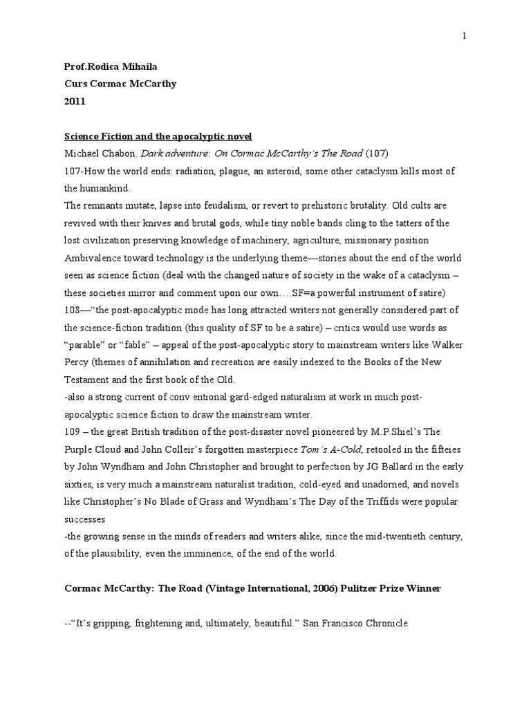 The Road Cormac McCarthy PDF | PDF | Apocalyptic And Post Apocalyptic ...