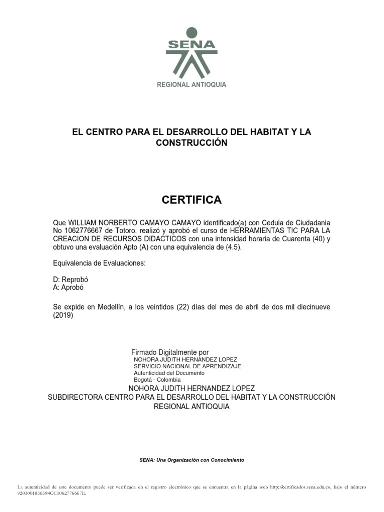 Certificado Tic | PDF