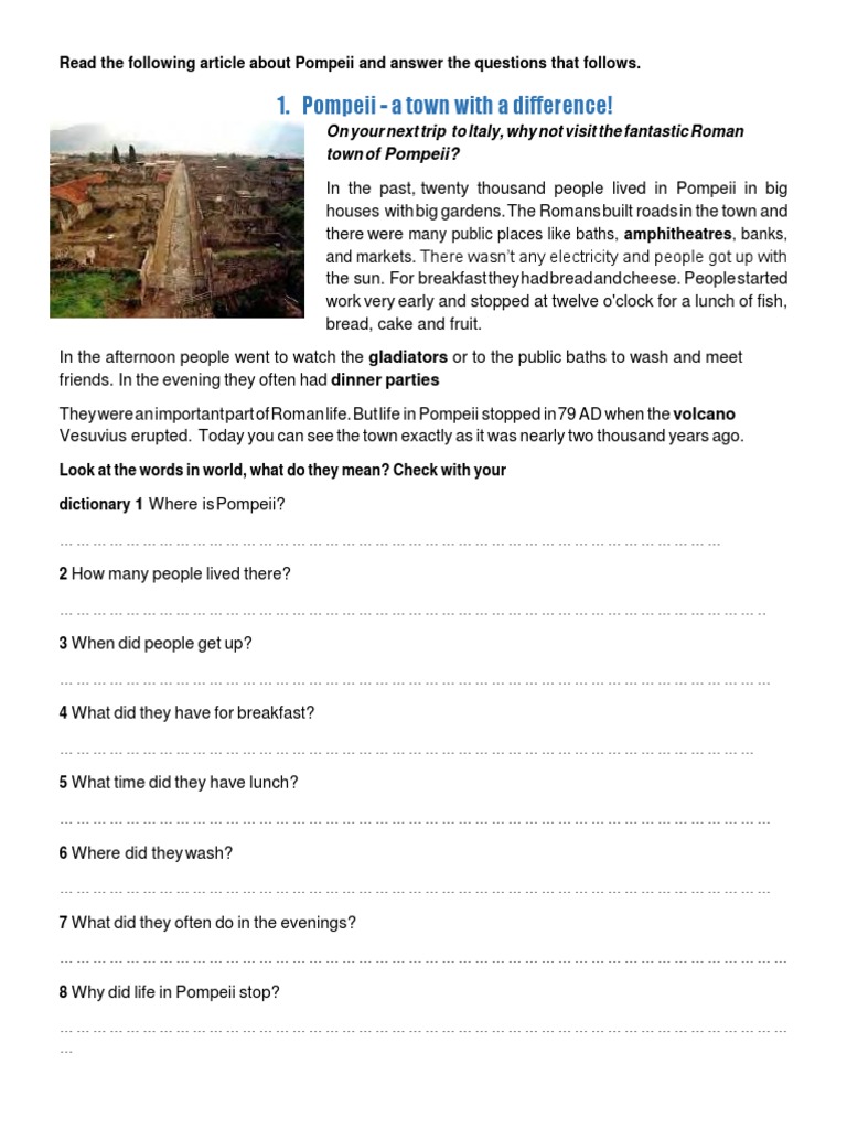 Read The Following Article About Pompeii and Answer The Questions That ...