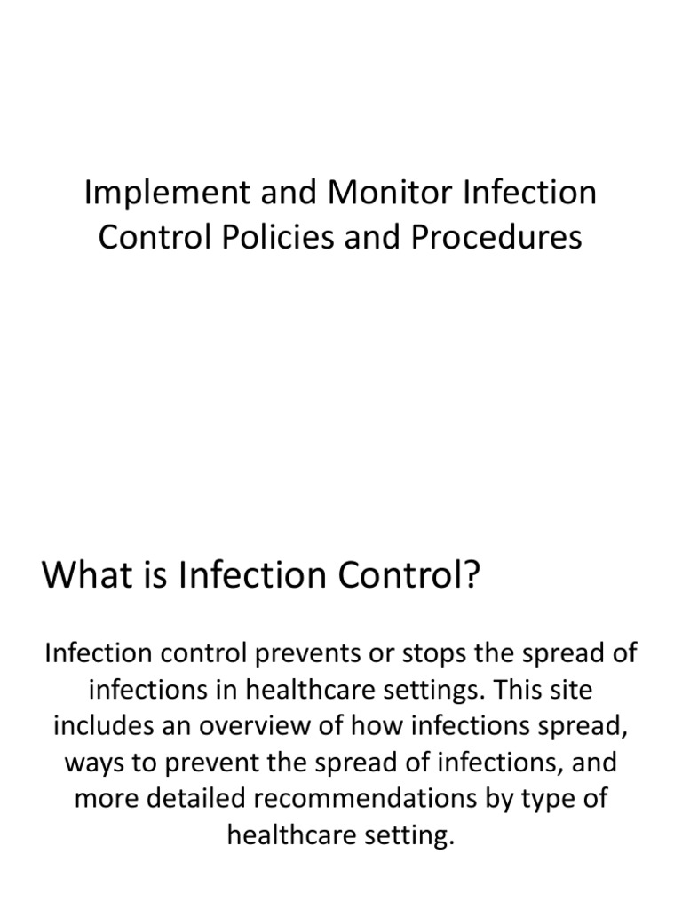 Implement and Monitor Infection Control Policies and Procedures | PDF ...