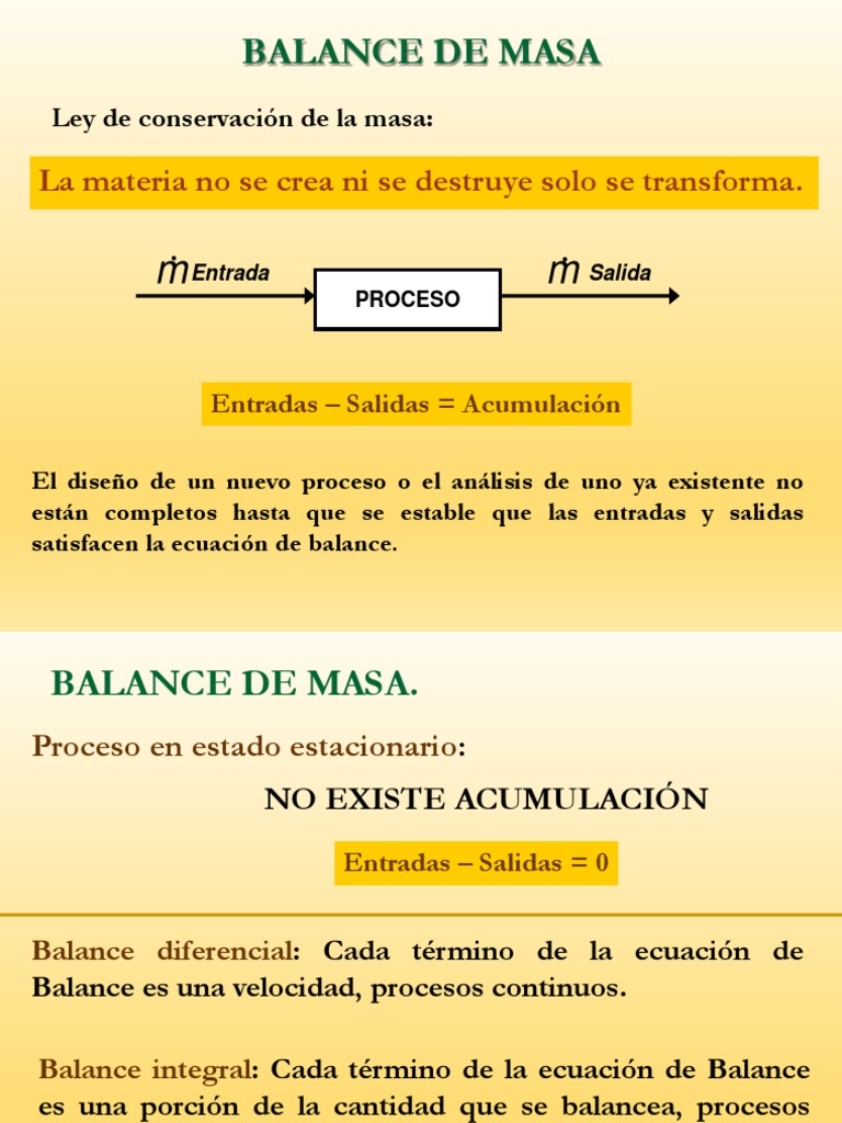 Balance Masa | PDF | Ecuaciones | Masa