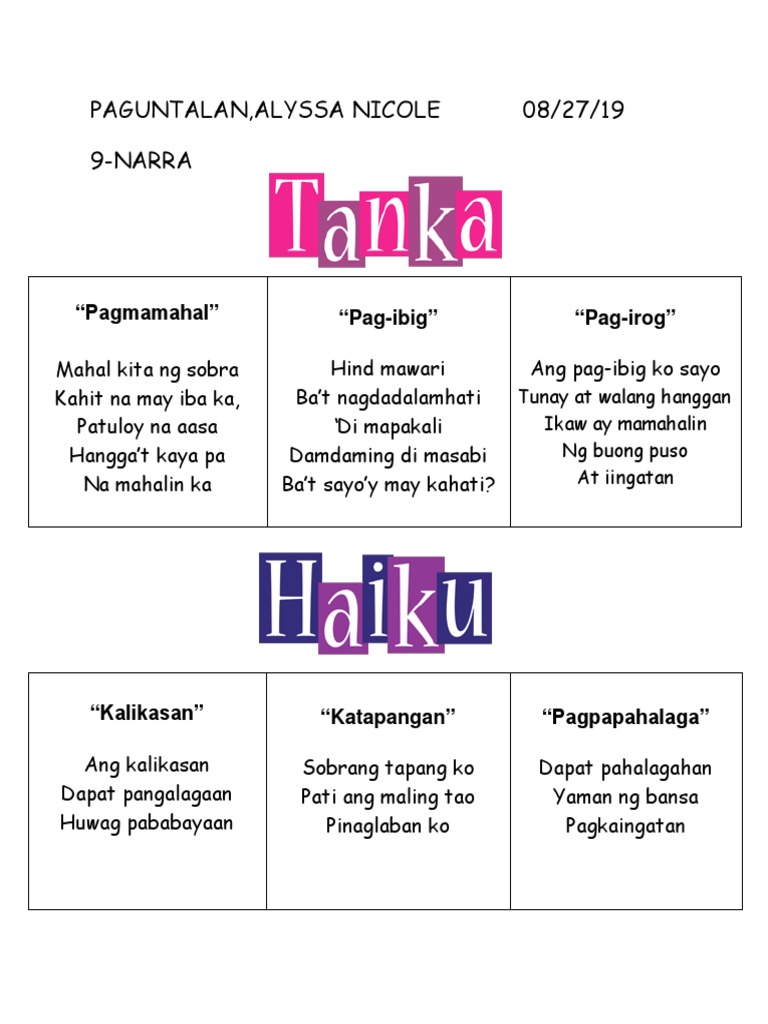 Tanaga, Haiku, Tanka | PDF