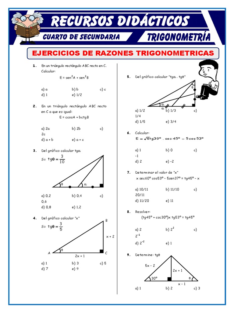 Ejercicios de Razones Trigonométricas para Cuarto de Secundaria | Politopos | Espacio