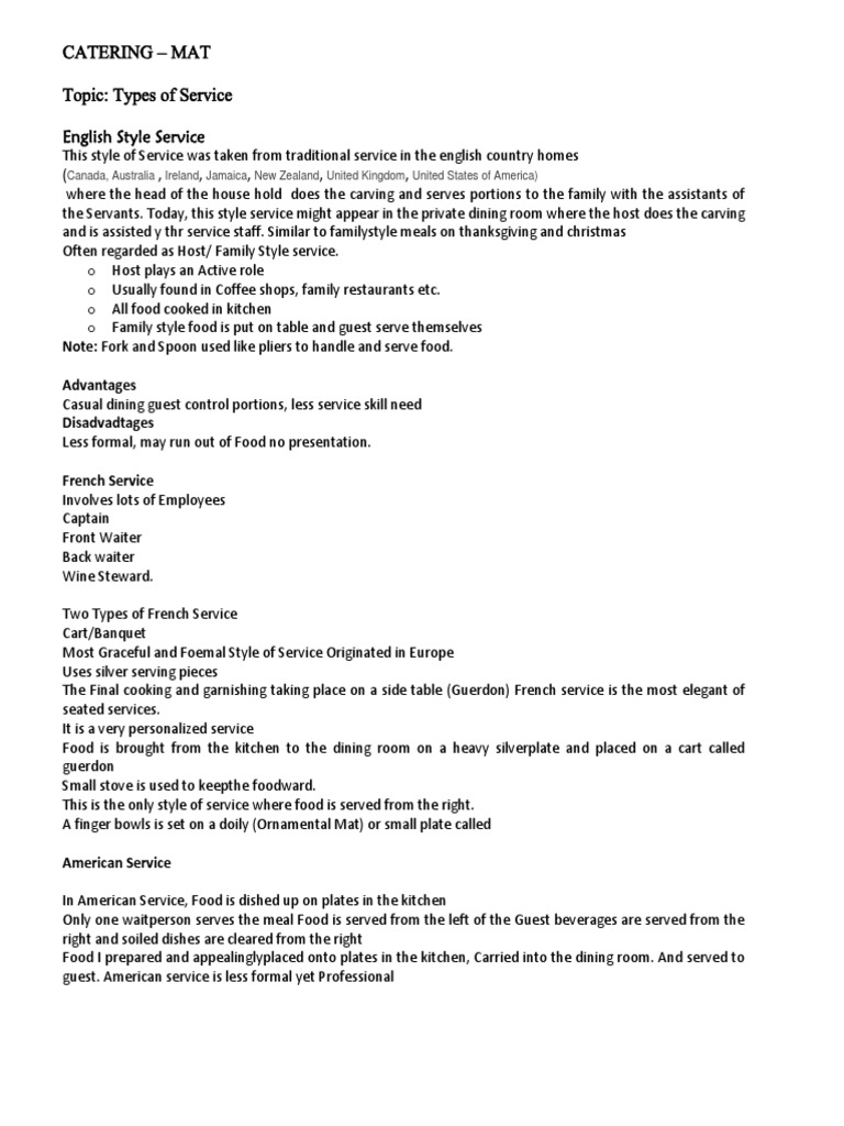 English Style Service | PDF | Tableware | Buffet