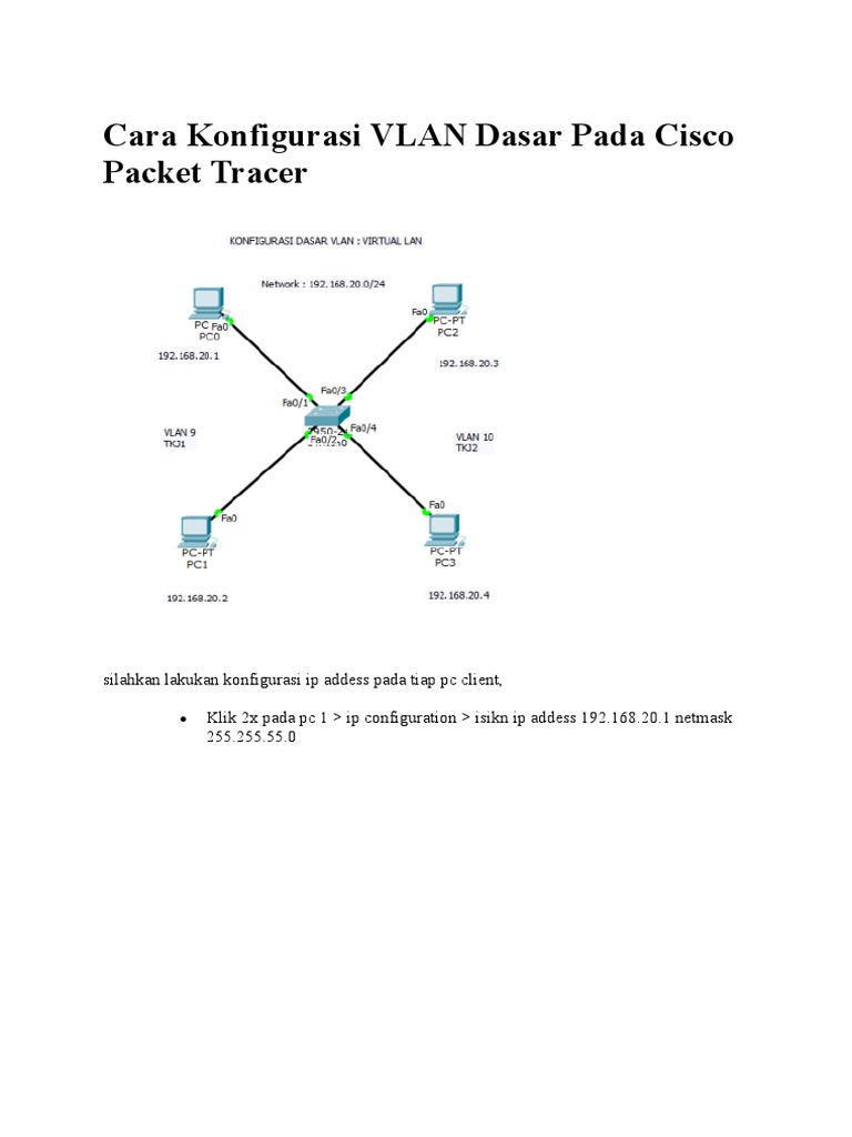 Cara Konfigurasi VLAN Dasar Cisco PT | PDF