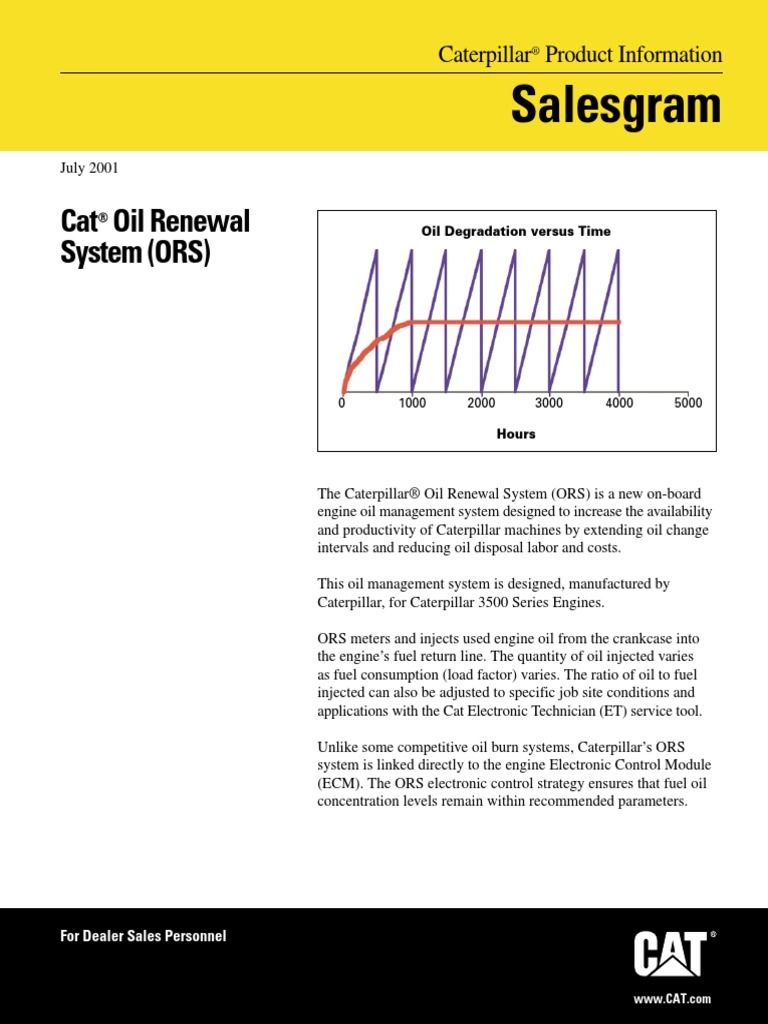 Salesgram: Cat Oil Renewal System (ORS) | PDF | Motor Oil | Fuel ...