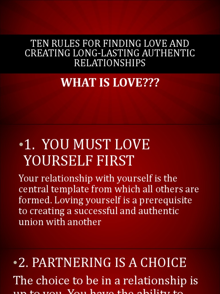 Ten Rules For Finding Love and Creating Long-Lasting | PDF ...