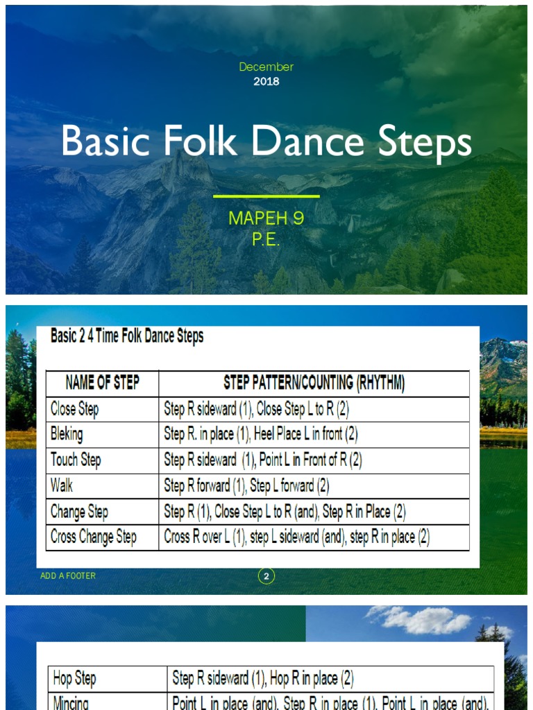 Basic Folk Dance Steps: Mapeh 9 P.E | PDF