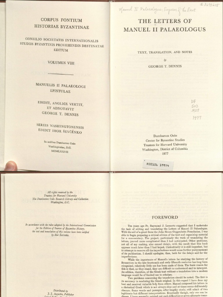 The Letters of Manuel Palaeologos | PDF | Royalties