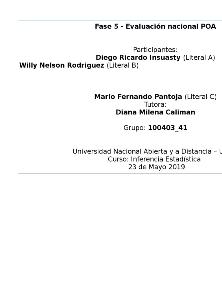 Fase 5 - Evaluación Nacional POA (Grupo 100403 - 41) | PDF | Leche | Comida y bebida