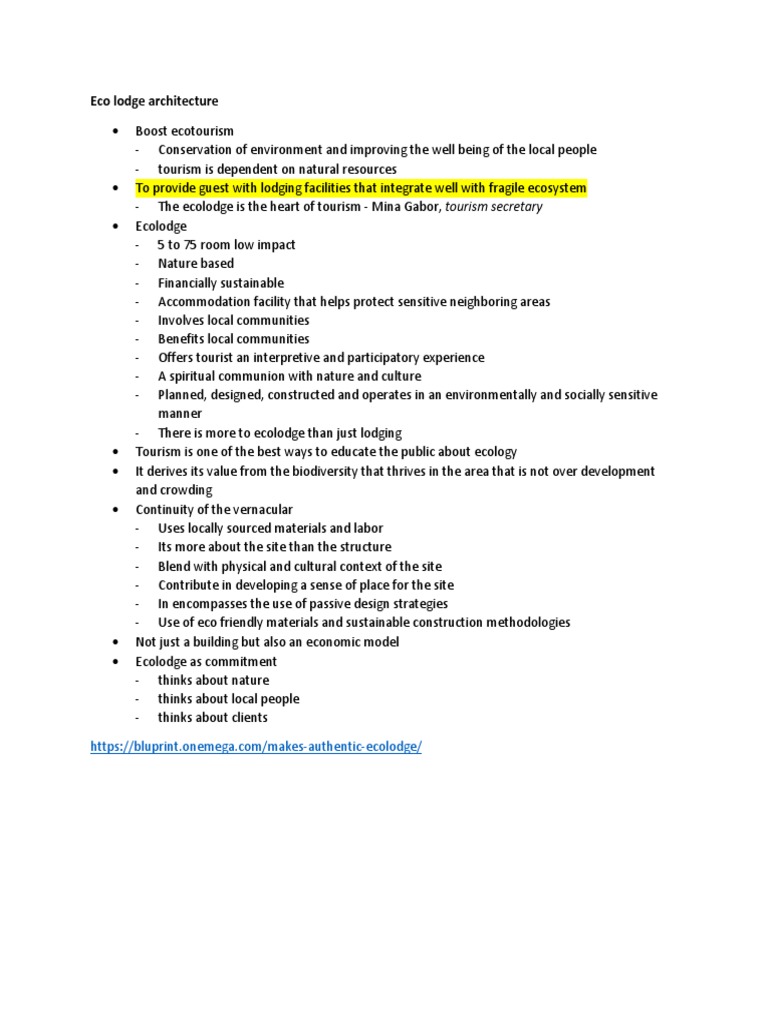 Sustainable Ecolodge Design Principles | PDF | Art | Science & Mathematics