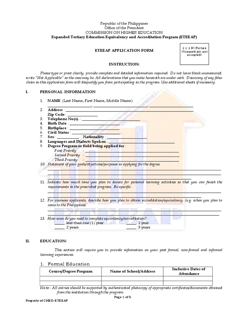 Ched Application Form Pdf Academic Degree Higher Education