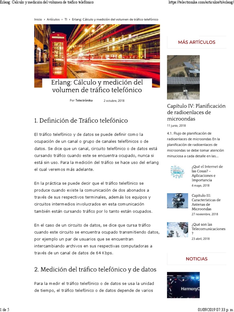 Erlang - Cálculo y Medición Del Volumen de Tráfico Telefónico | PDF ...