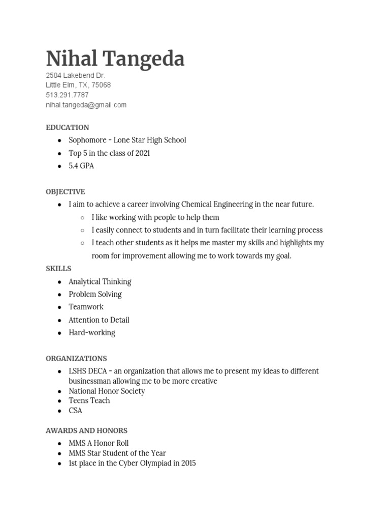 Tangeda Nihal Resume | PDF
