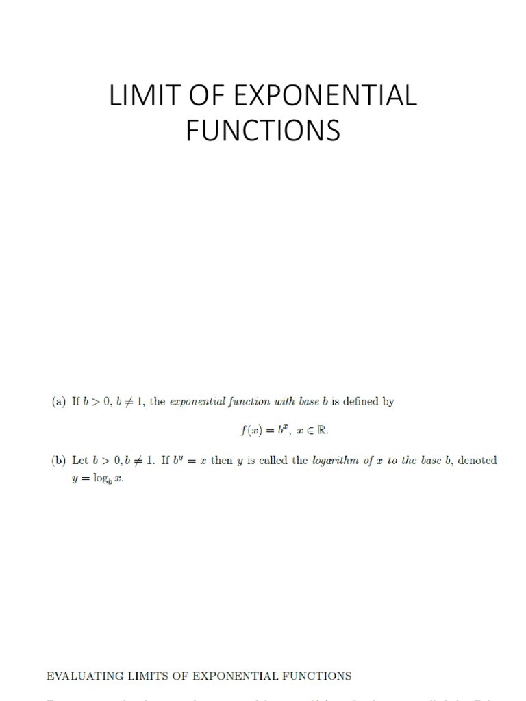 Limit of Exponential Functions | PDF | Logarithm | Exponential Function