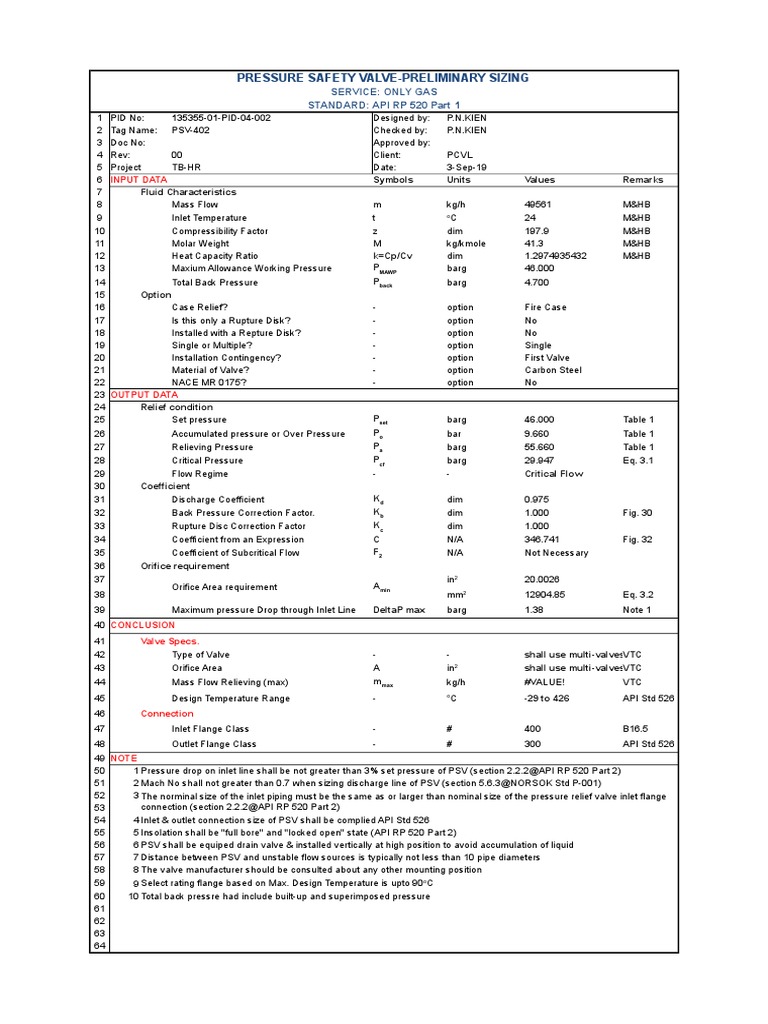 PSV Sizing | PDF | Valve | Pressure