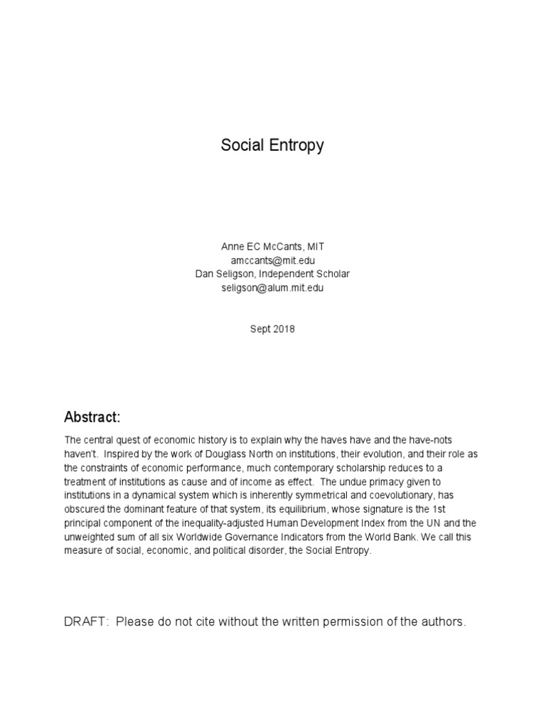 Social Entropy | Download Free PDF | Entropy | Second Law Of Thermodynamics
