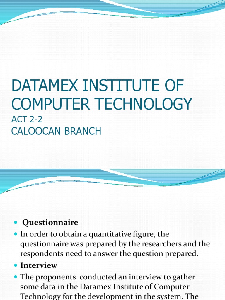 Datamex Institute of Computer Technology: ACT 2-2 Caloocan Branch | PDF ...