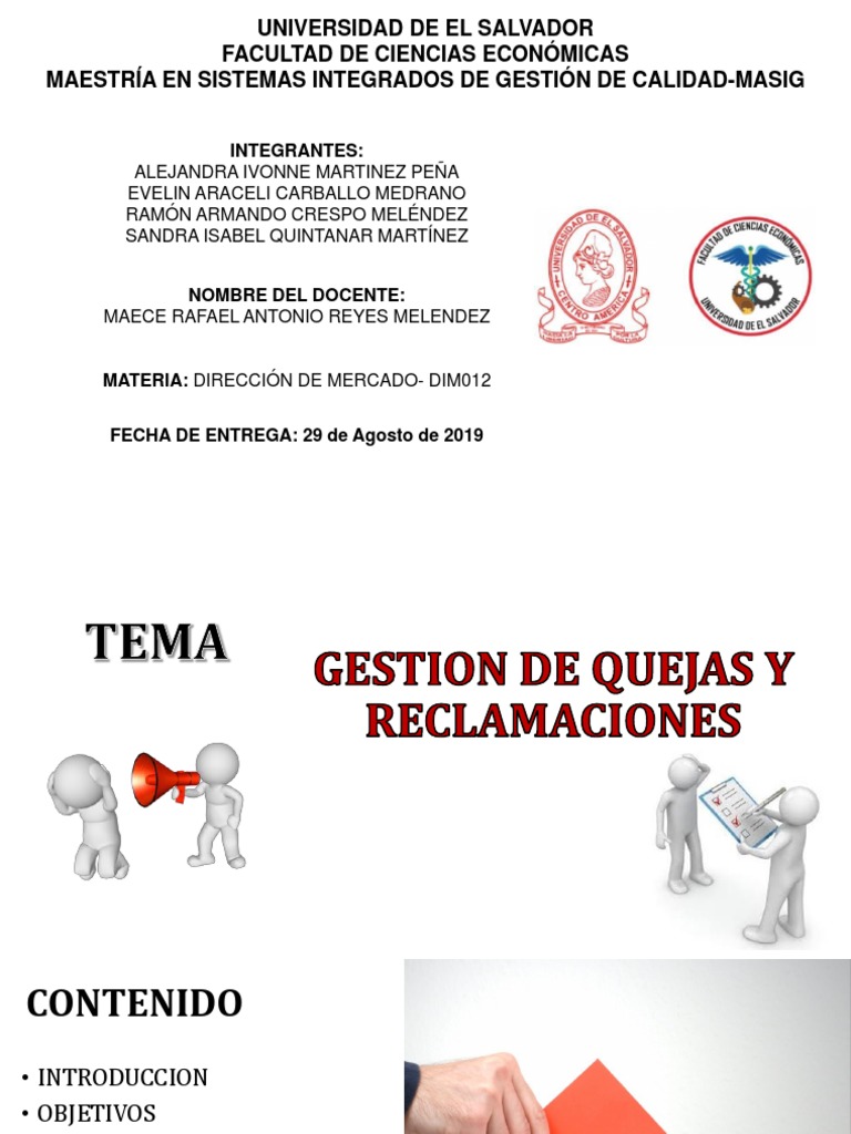 Quejas y reclamos | Gestión de la calidad | Calidad (comercial)