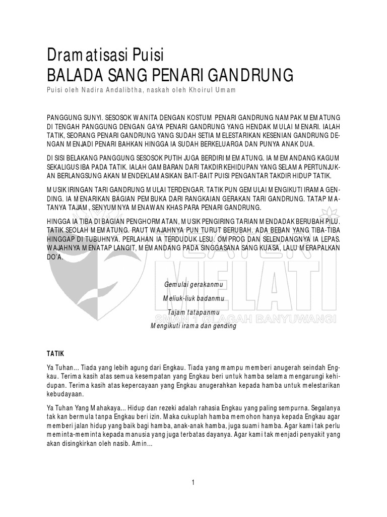 Dramatisasi Puisi Balada Sang Penari Gandrung-1 | PDF