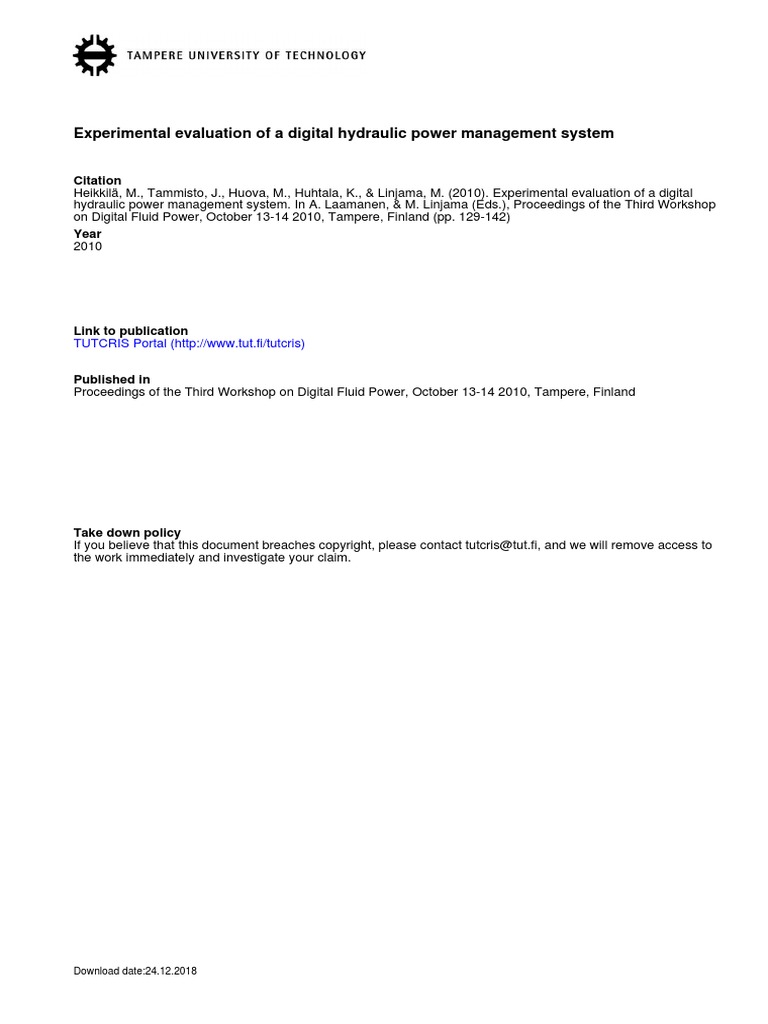 1001-Experimental Evaluation of A Digital Hydraulic Power Management ...
