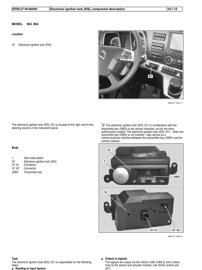 Electronic Ignition Lock (EIS), Component Description | PDF | Ignition ...