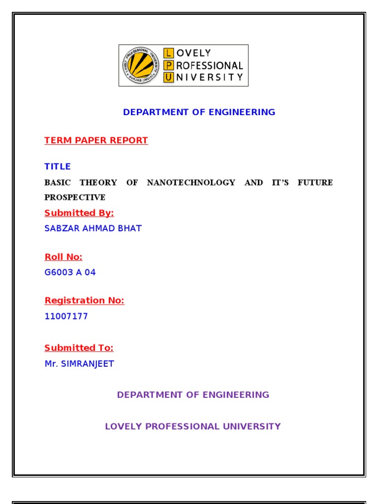 Term Paper | PDF | Nanotechnology | Supramolecular Chemistry