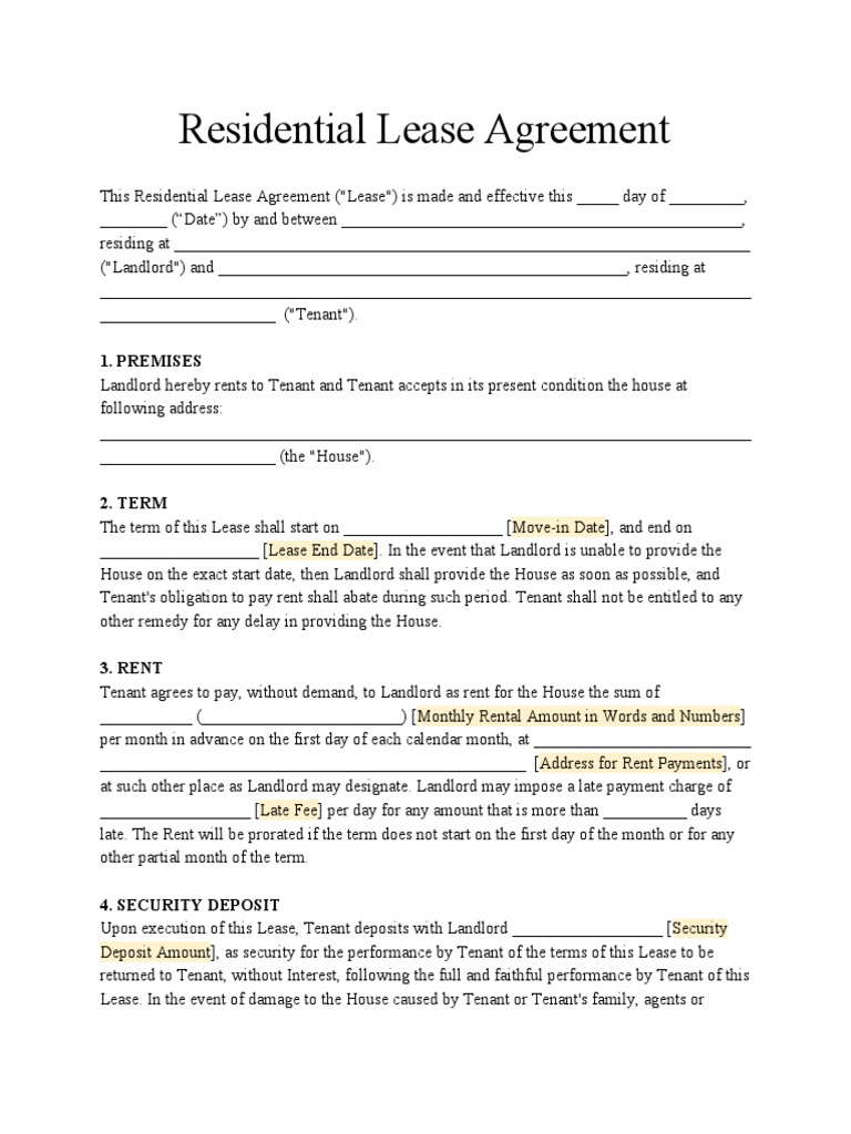 Residential Lease Template | PDF | Leasehold Estate | Landlord